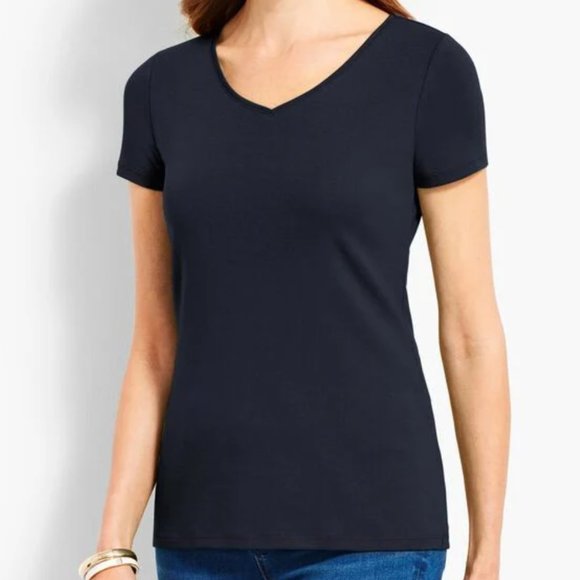 Talbots | Tops | Talbots Short Sleeve Pima Cotton Tee Black | Poshmark